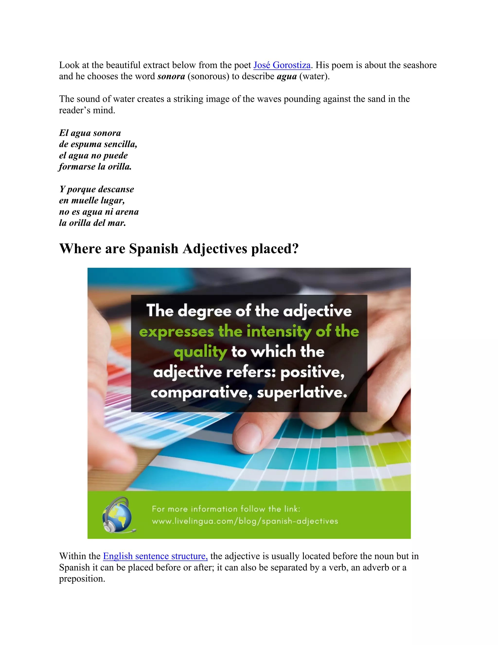 Spanish Adjectives | PDF