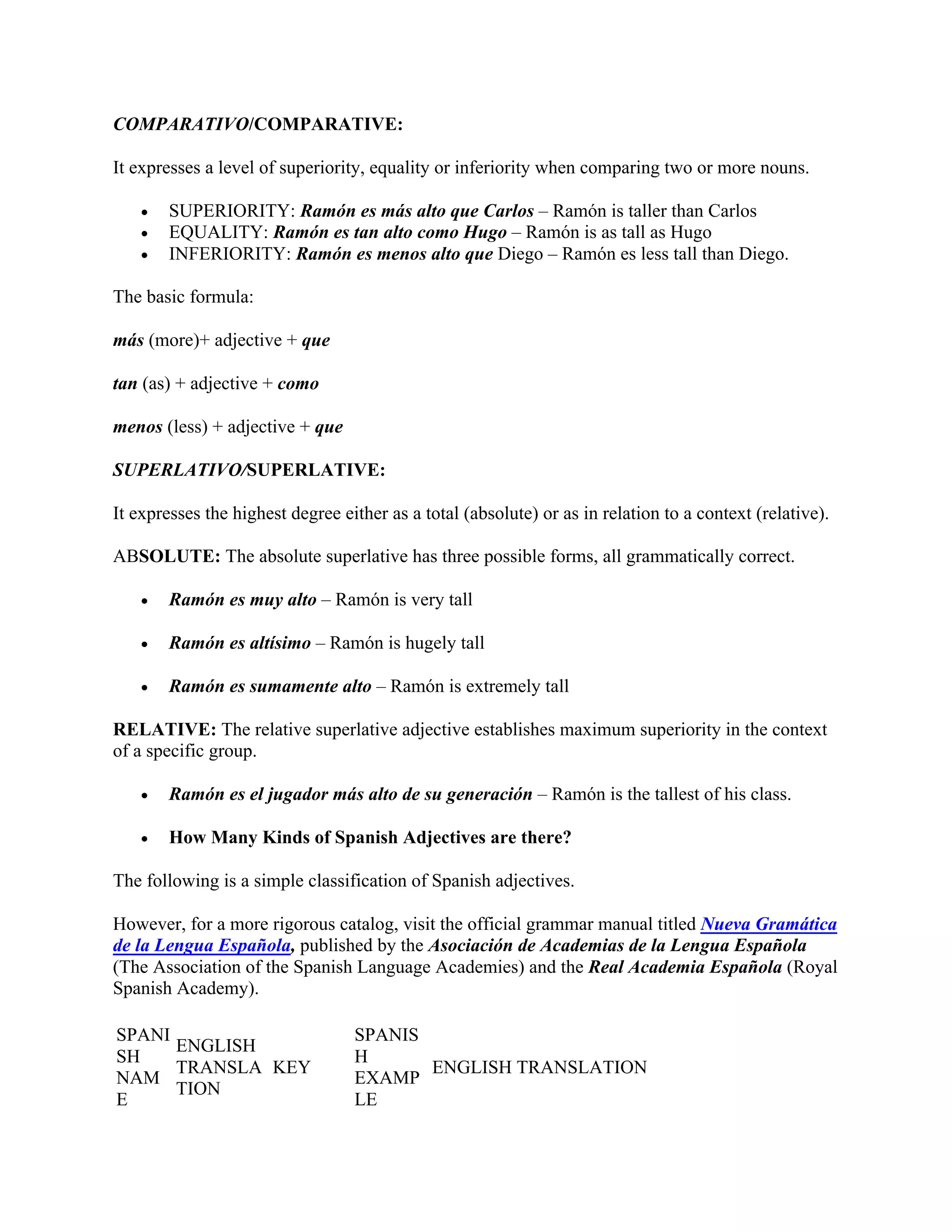 Spanish Adjectives | PDF