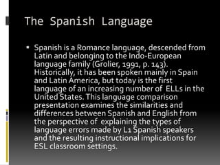 Spanish and English Language Comparison | PPTX