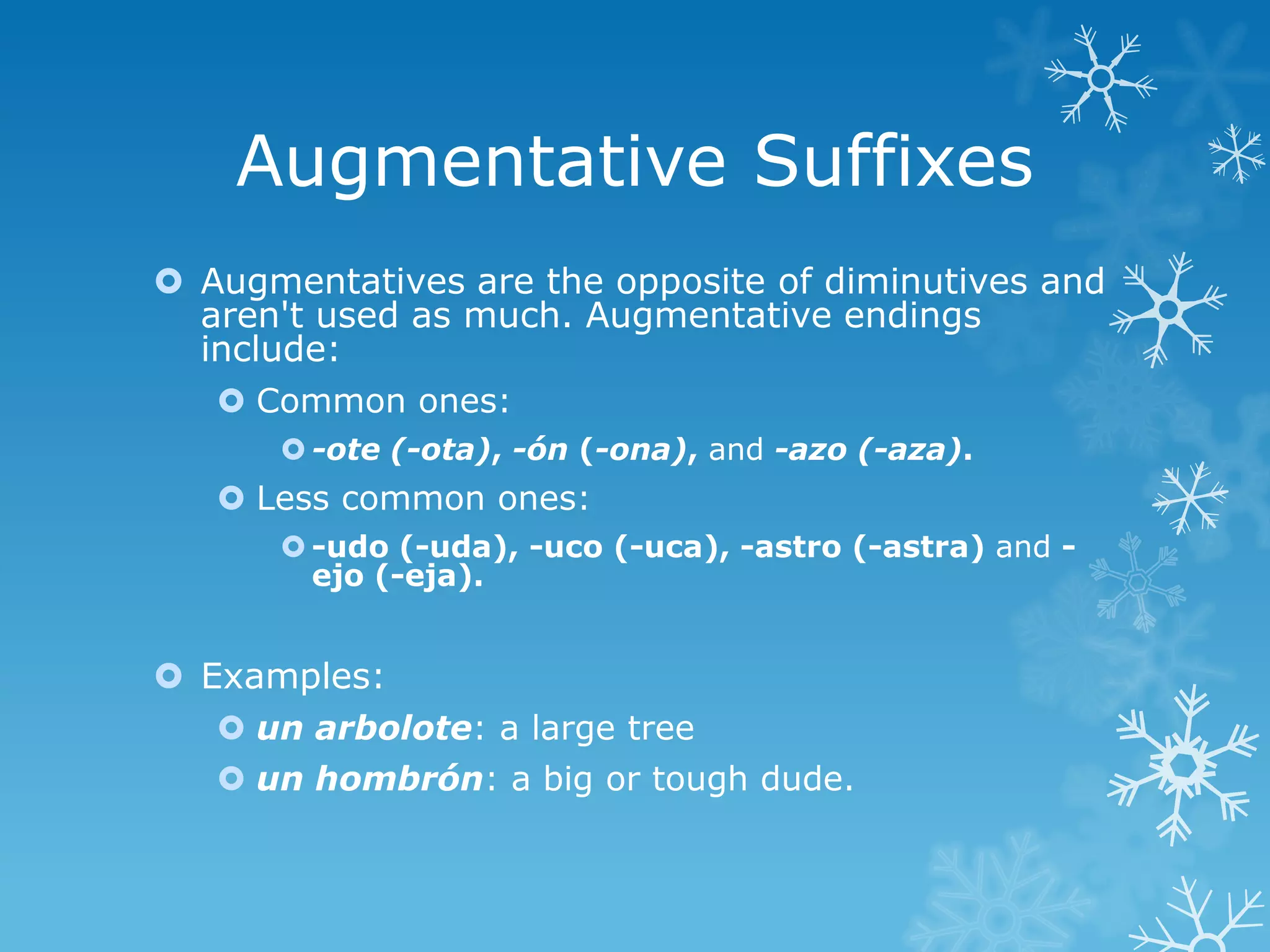 Spanish Augmentative Suffixes | PPTX