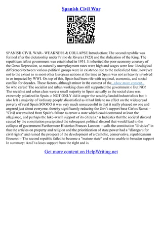 Spanish Civil War Essay | PDF