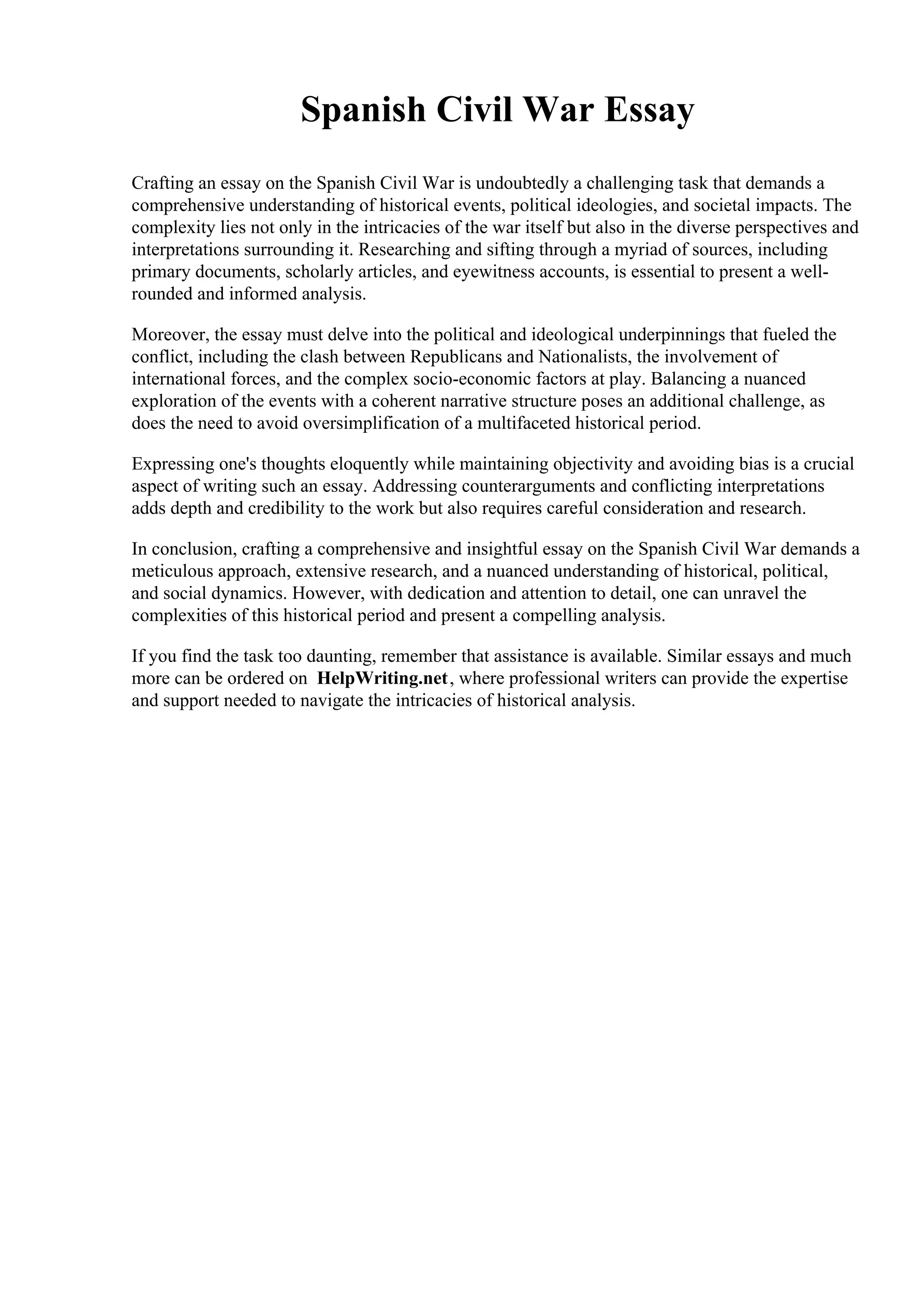 Spanish Civil War Essay | PDF