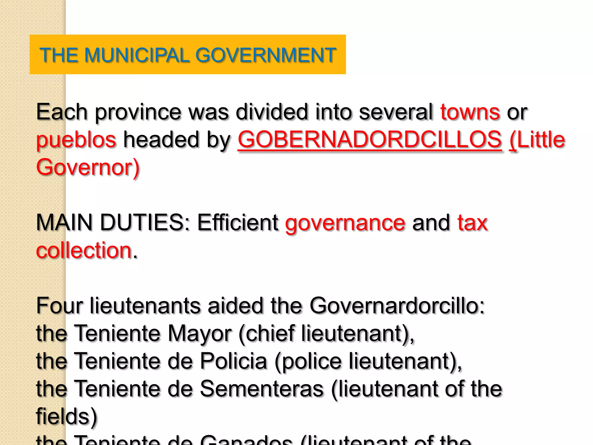 Spanish Colonial Government | PPTX