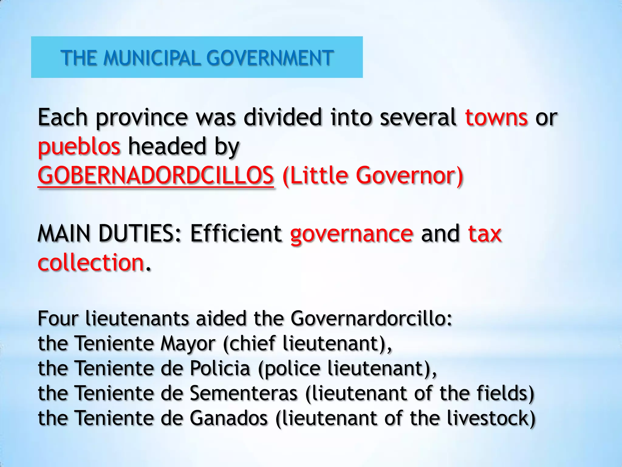 Spanish colonial government part ii | PPTX