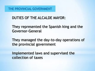 Spanish colonial government part ii | PPTX