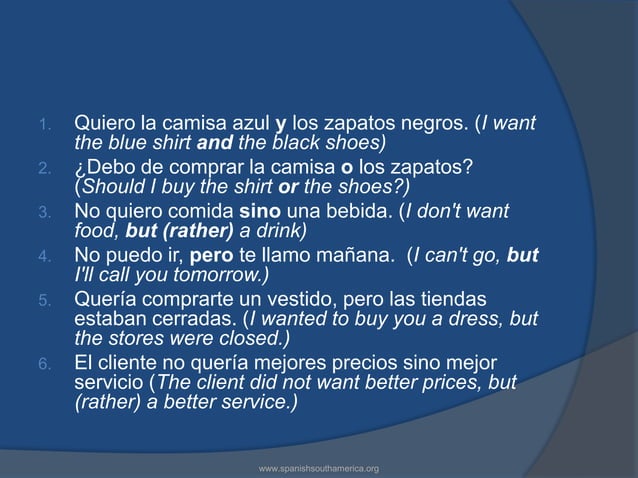 Most Common Spanish conjunctions | PPTX