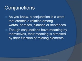 Most Common Spanish conjunctions | PPTX