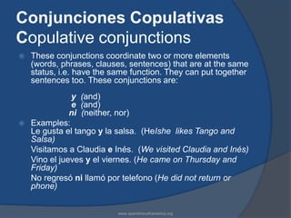 Most Common Spanish conjunctions | PPTX