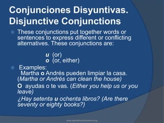 Most Common Spanish conjunctions | PPTX