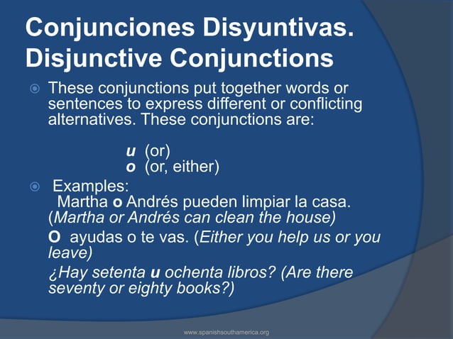 Most Common Spanish conjunctions | PPTX
