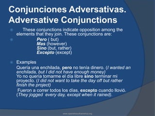 Most Common Spanish conjunctions | PPTX