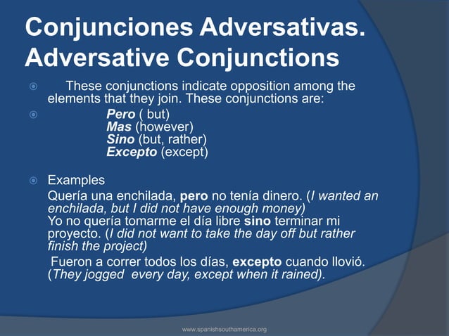 Most Common Spanish conjunctions | PPTX