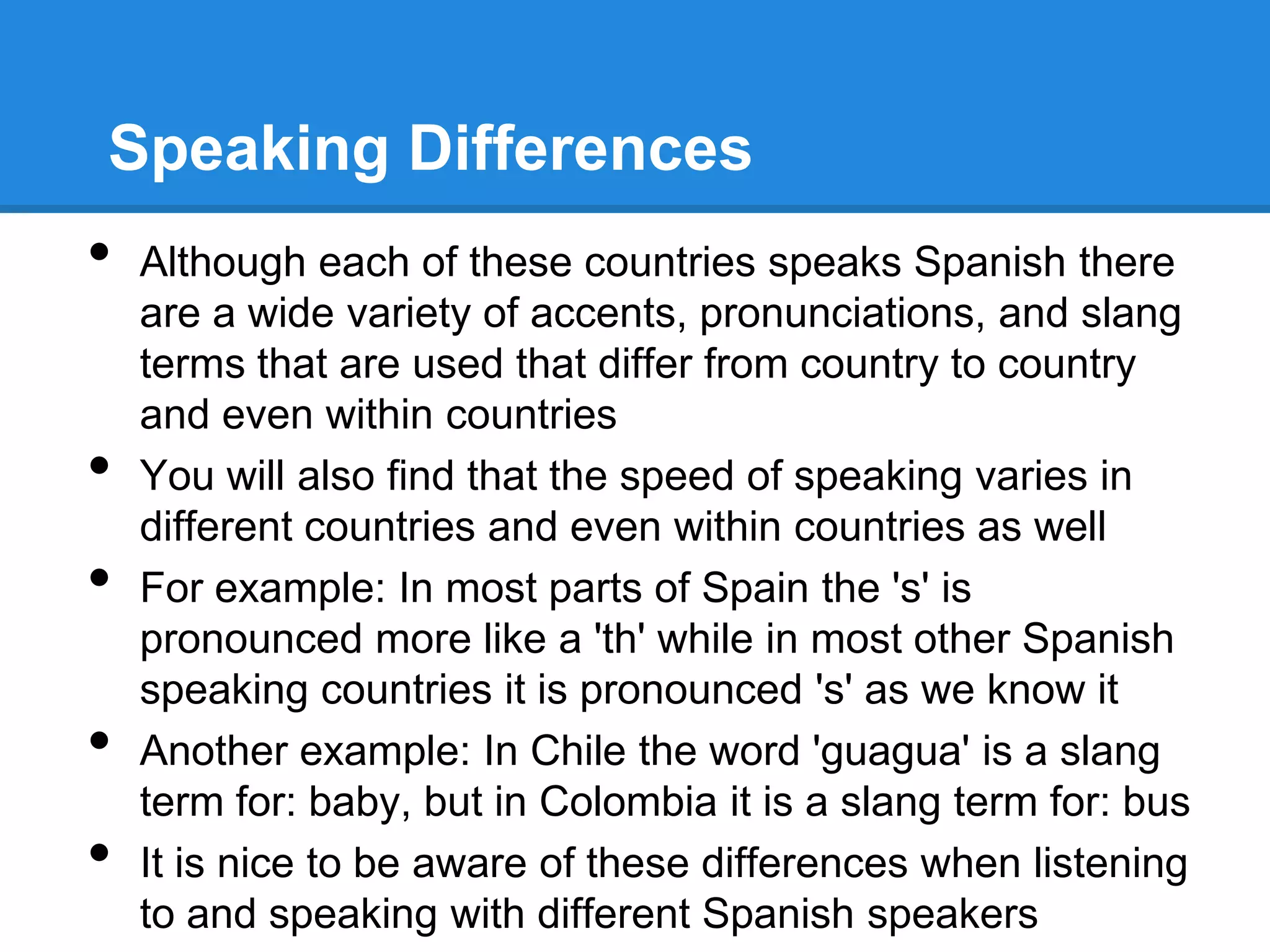 Spanish countries & people | PPTX