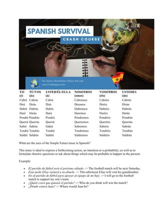 Spanish Future Tense | PDF