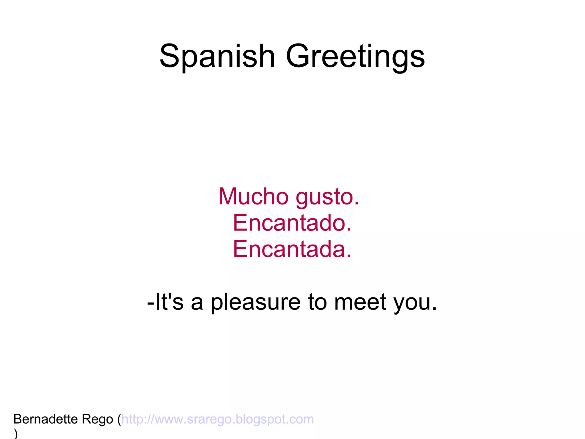 Spanish greetings | PPT