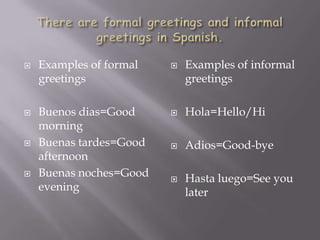 Spanish greetings | PPTX
