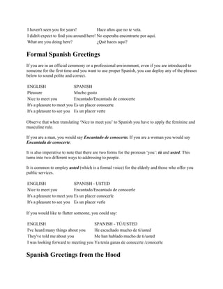 Spanish Greetings | PDF