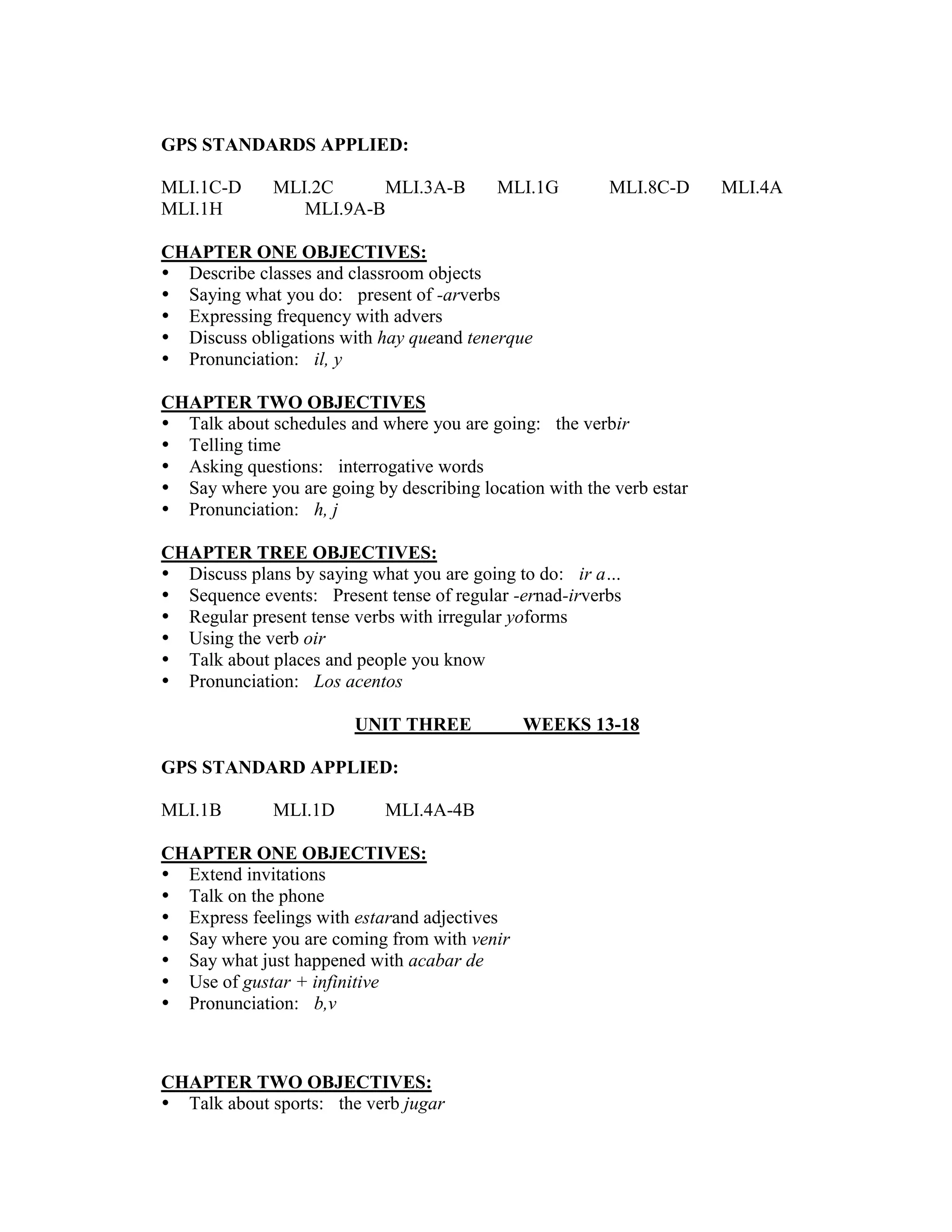 Spanish 1 curriculum map | PDF