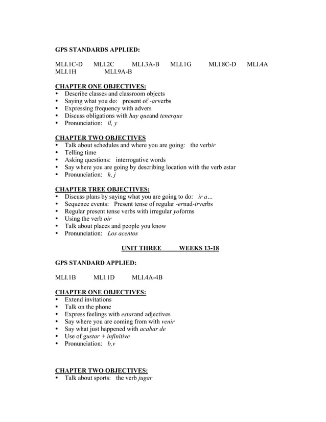 Spanish 1 curriculum map | PDF