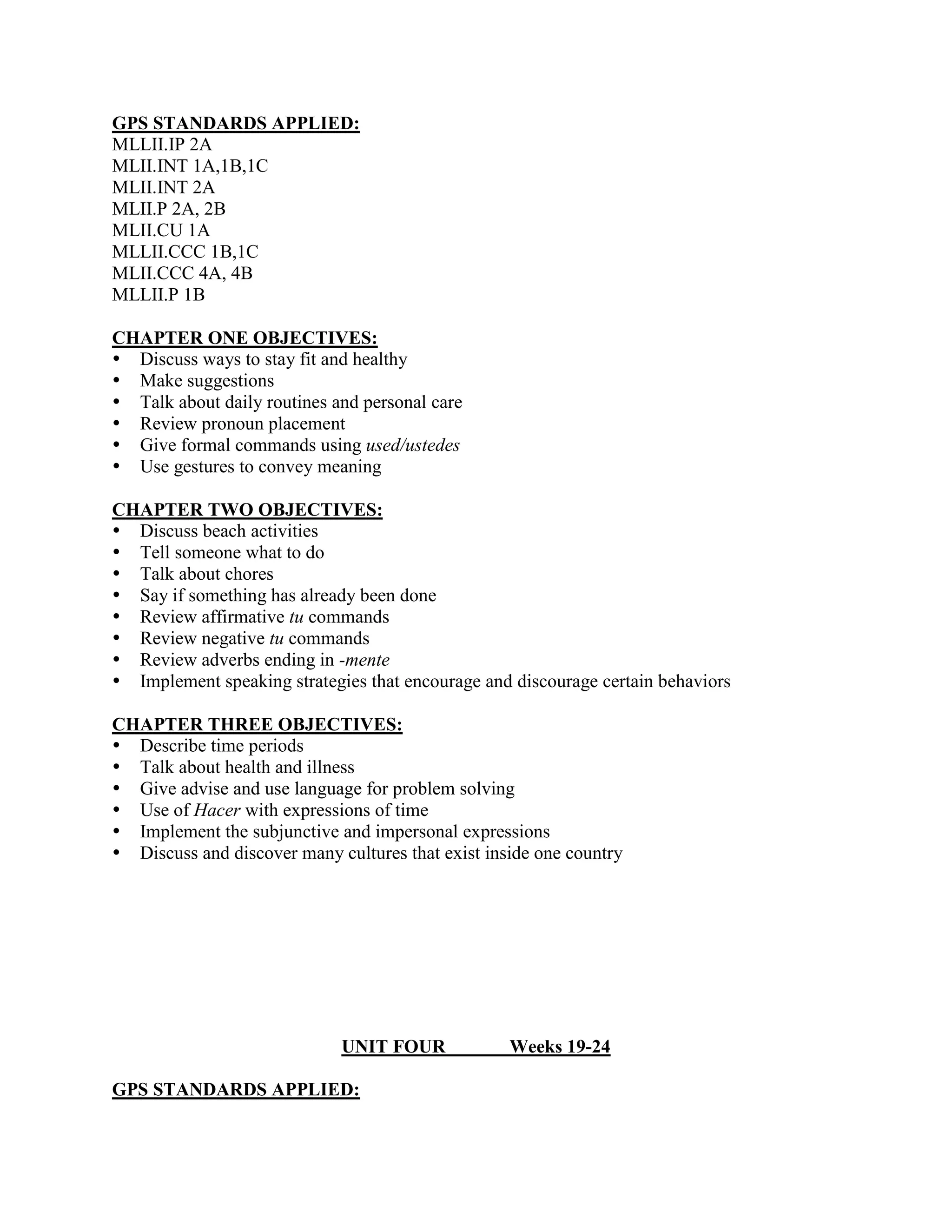 Spanish 2 curriculum map | DOCX
