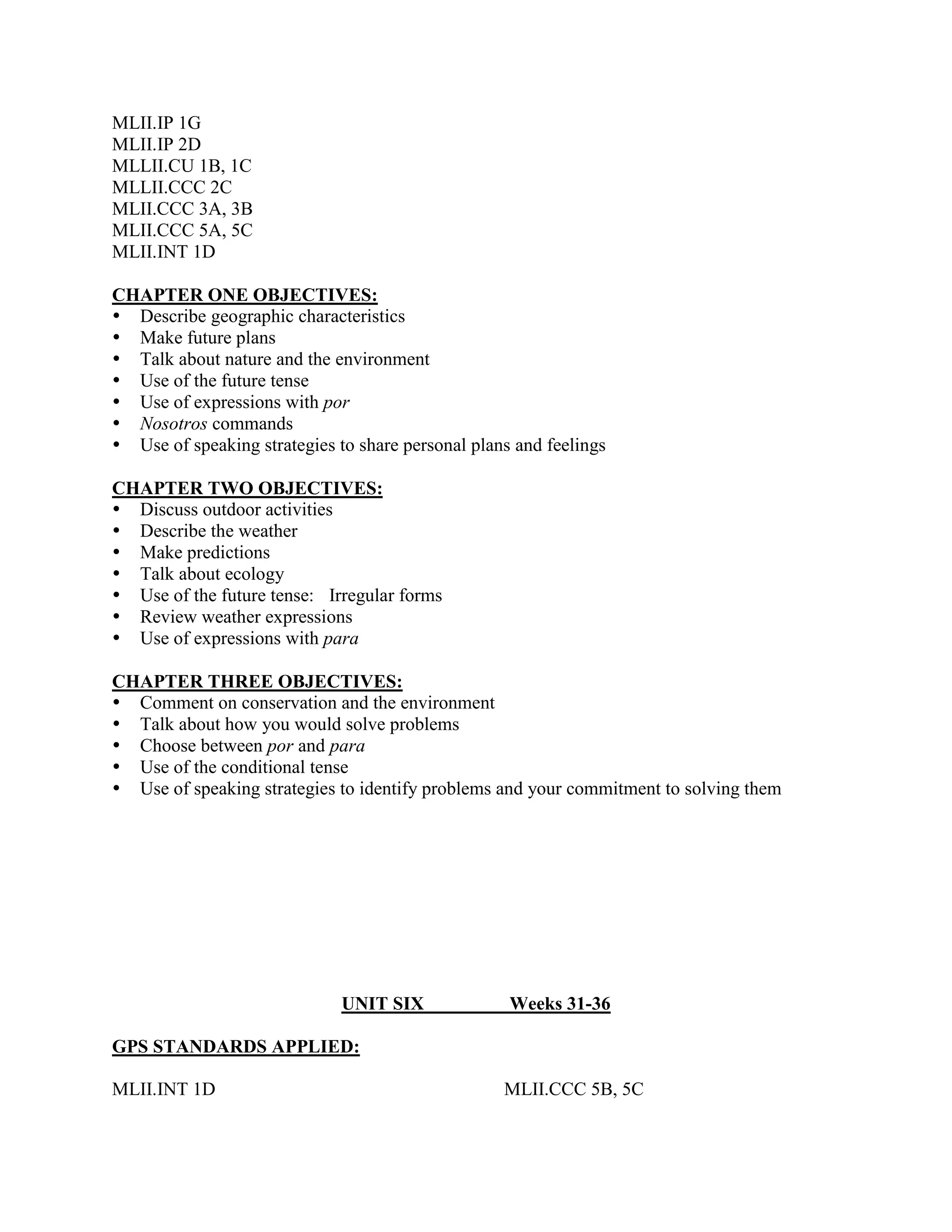 Spanish 2 curriculum map | DOCX