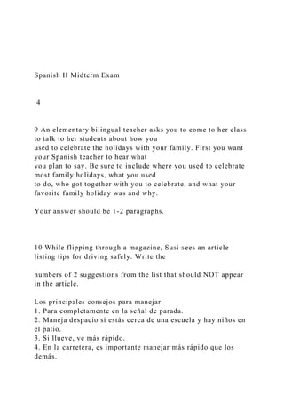 Spanish II Midterm Exam 1 Score ______ _____.docx