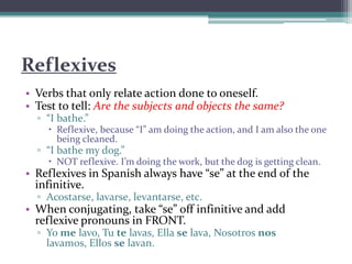 Spanish ii terms glossary, parts of speech | PPT