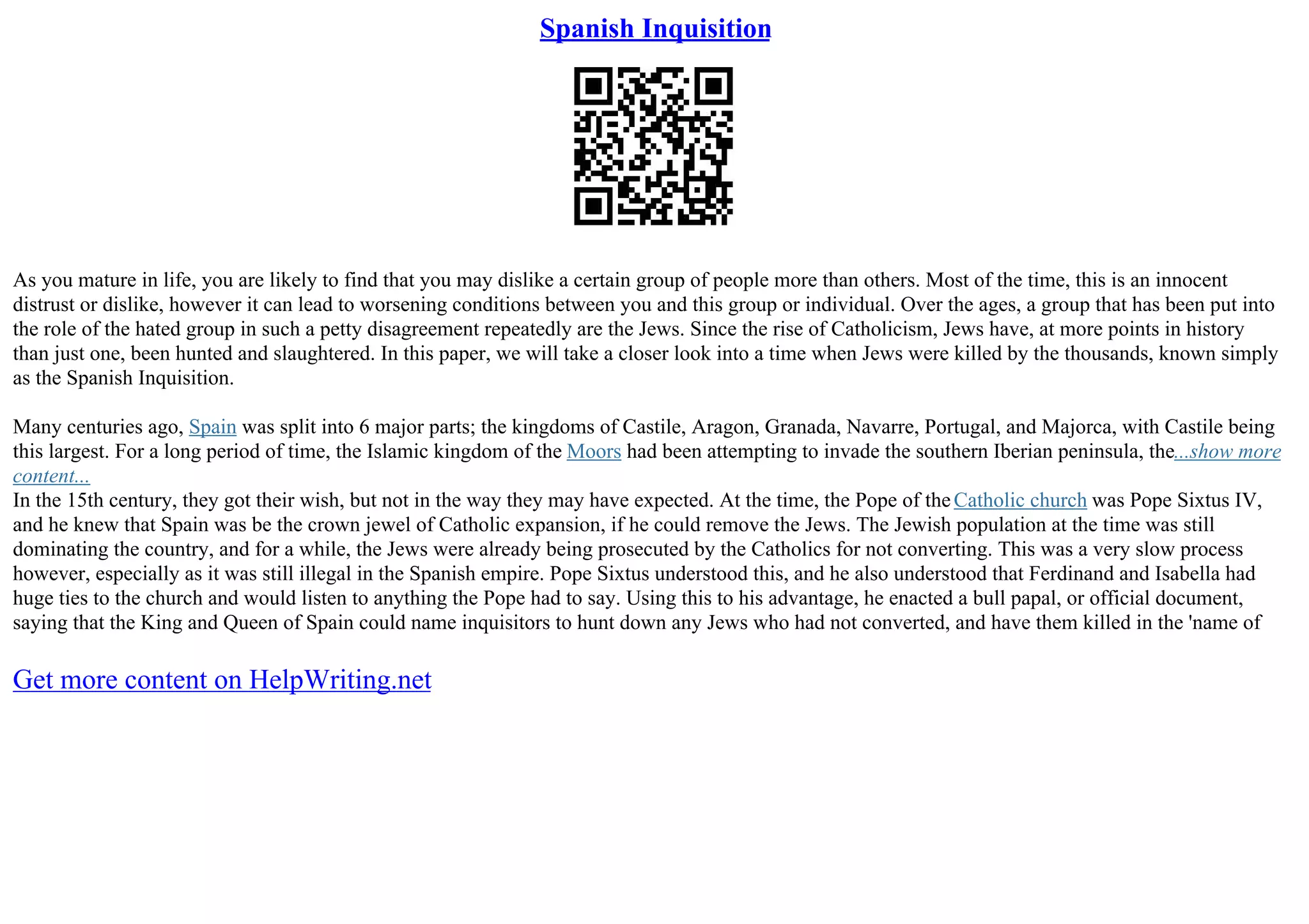 Spanish Inquisition Dbq | PDF