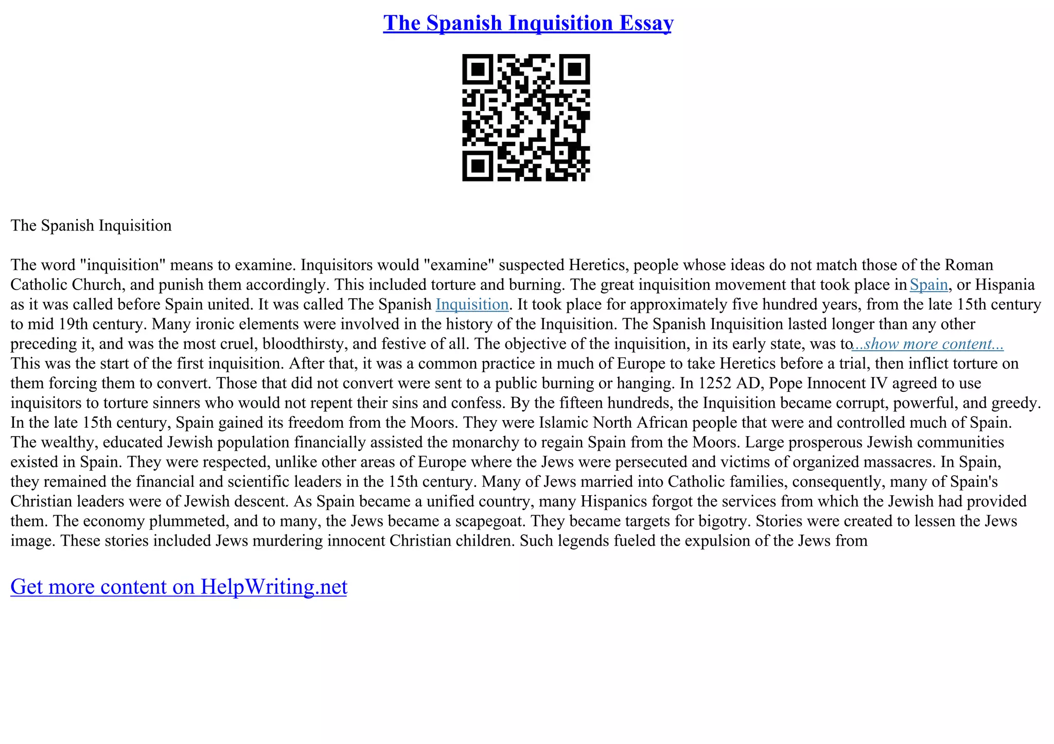 Spanish Inquisition Dbq | PDF