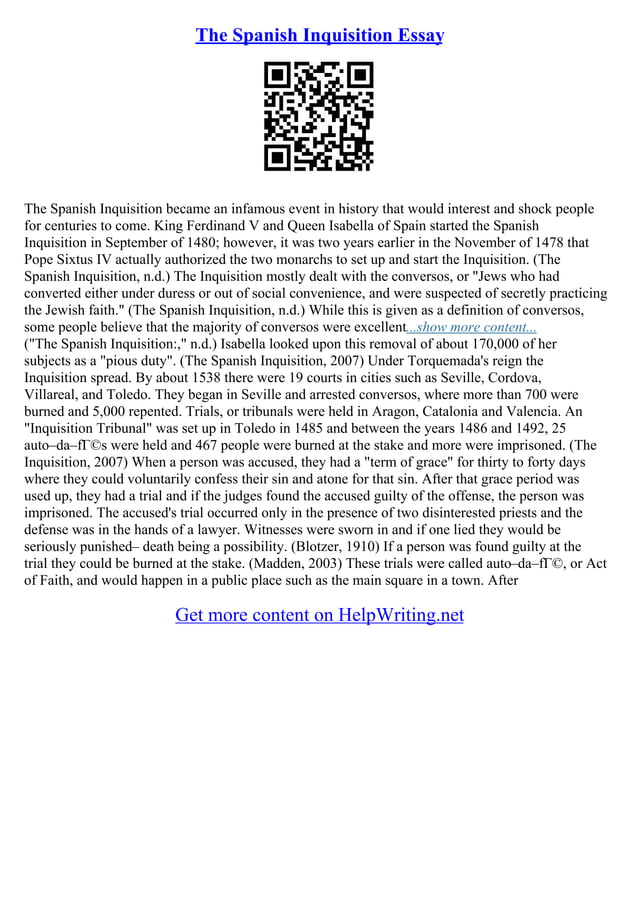 Spanish Inquisition Essay | PDF | Christianity | Religion & Spirituality