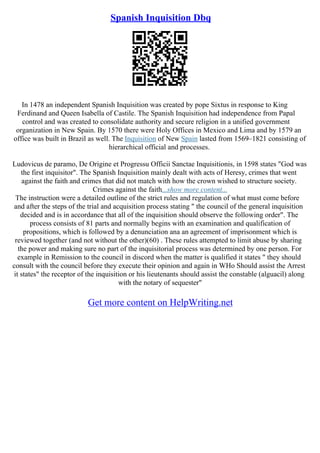 Spanish Inquisition Essay | PDF