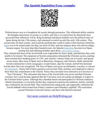 Spanish Inquisition Essay | PDF