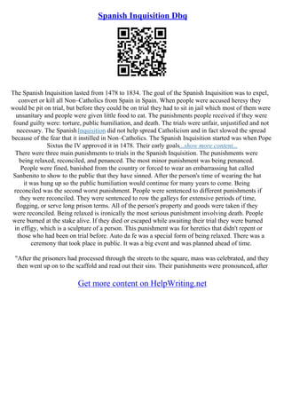 Spanish Inquisition Essay | PDF | Christianity | Religion & Spirituality