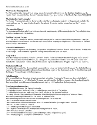 Reconquista & Spanish Inquisition questions | PDF