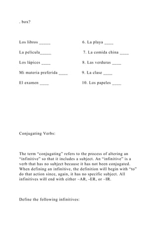 Spanish I Verb Review Me llamo _________.docx