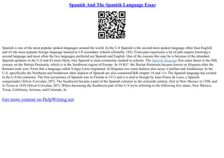 Spanish Language In The Us | PDF