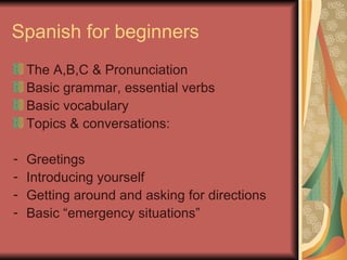 Spanish lessons program | PPT