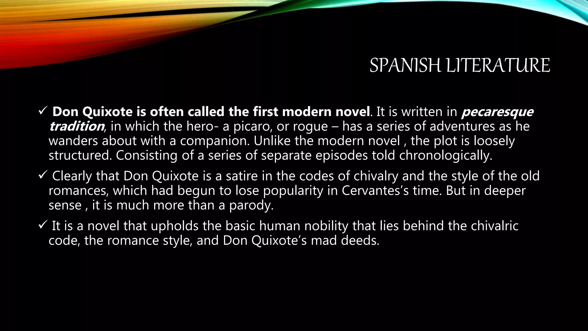 Spanish Literature [WORLD LITERATURE] | PPTX