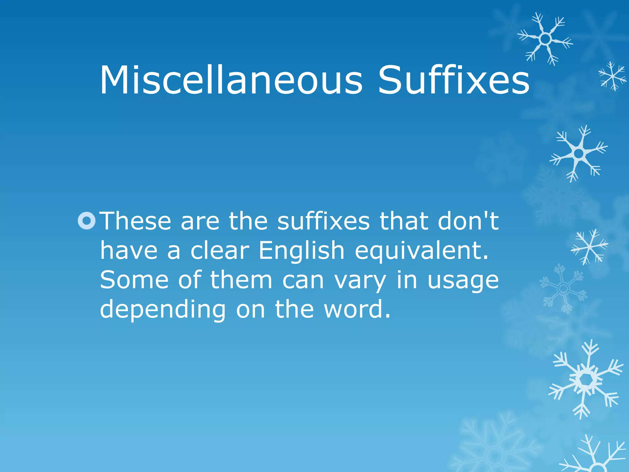 Spanish Misc Suffixes | PPTX