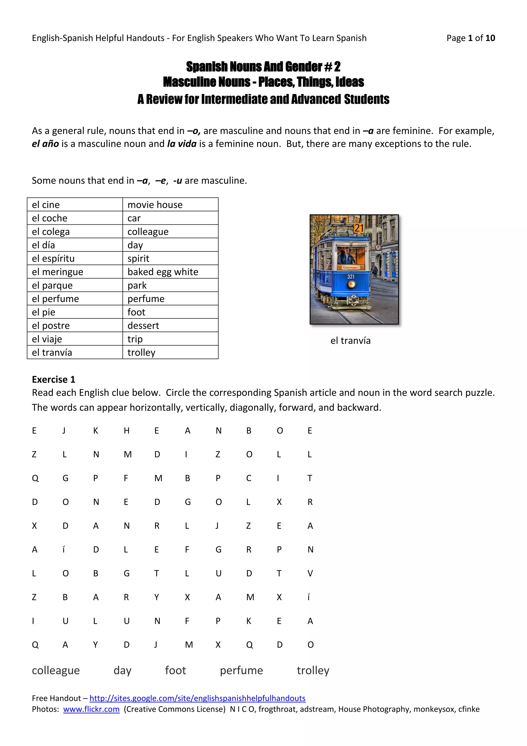 Spanish nouns and gender #2 | PDF