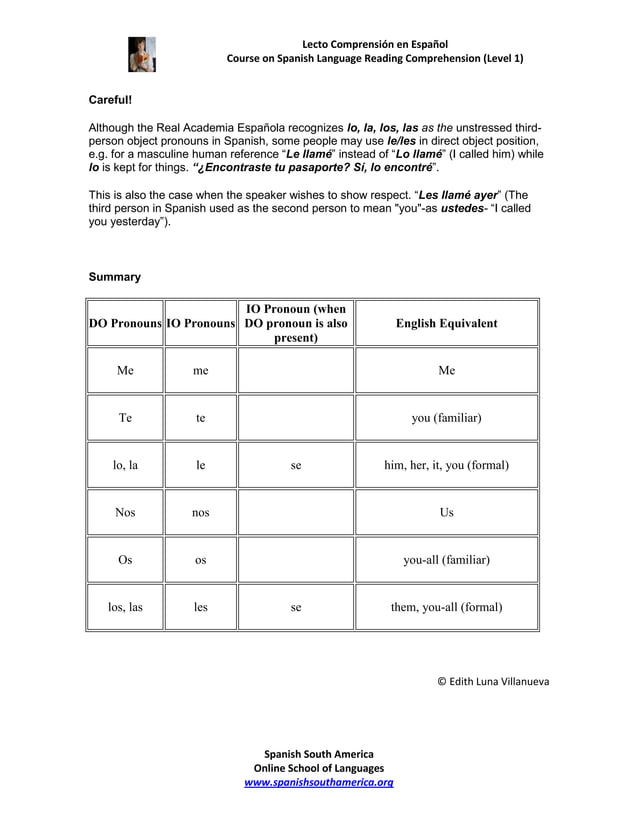 Spanish personal pronouns | PDF