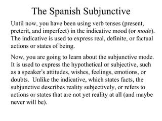 Spanish present subjunctive notes | PPT