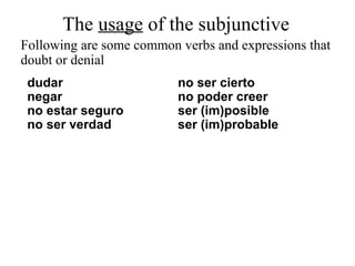 Spanish present subjunctive notes | PPT
