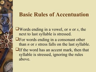 Spanish pronunciation acentuacion | PPT