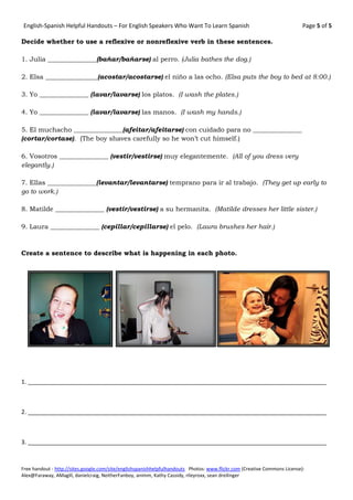 Spanish reflexive verbs and daily routines | PDF