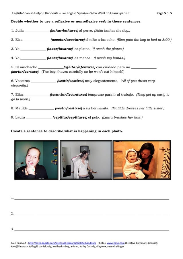 Spanish reflexive verbs and daily routines | PDF