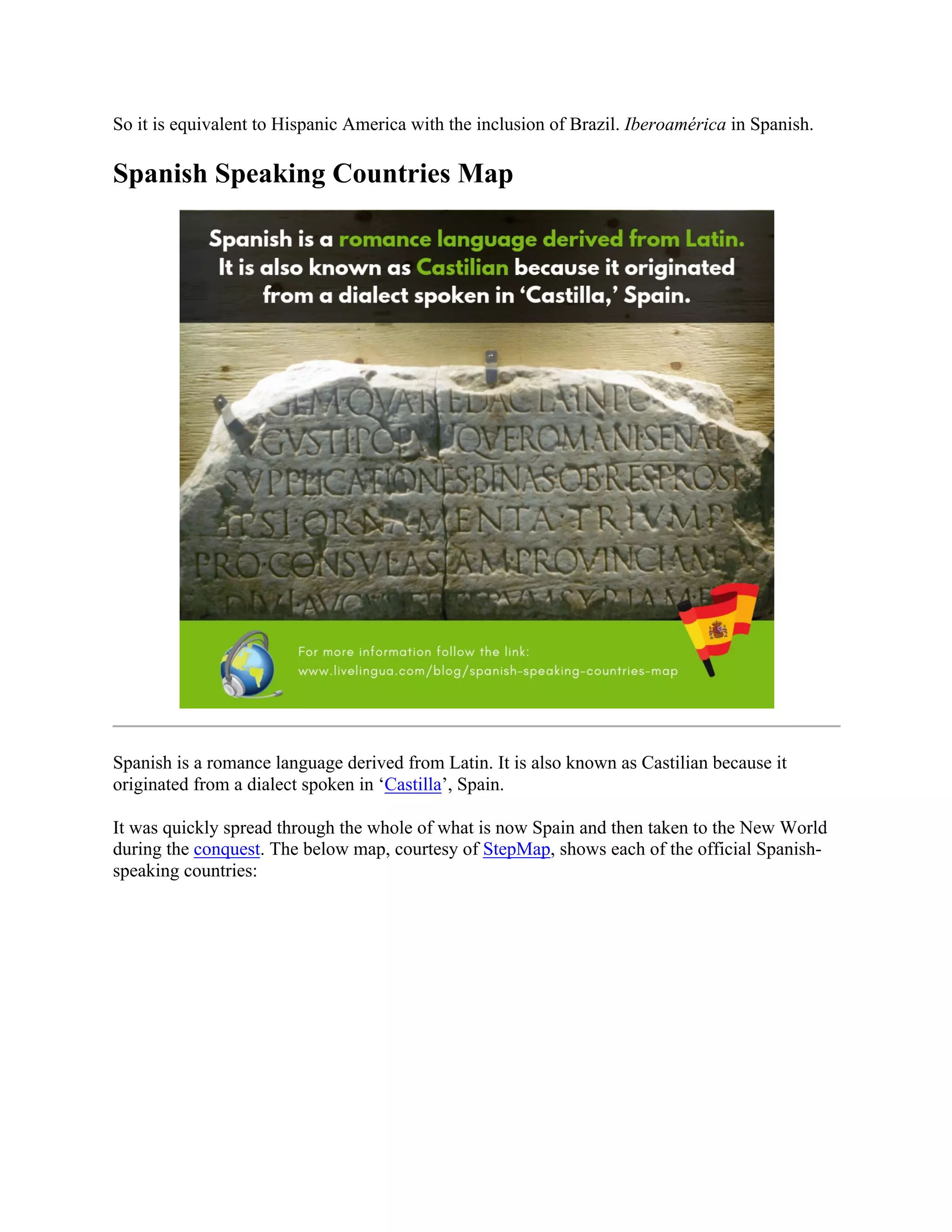Spanish Speaking Countries Around the World | PDF