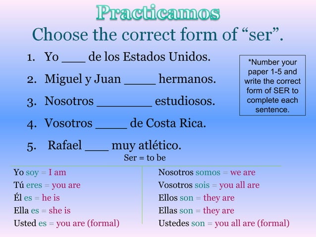 Spanish subjectpronounsandserpowerpoint | PPT