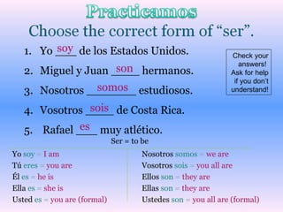 Spanish subjectpronounsandserpowerpoint | PPT