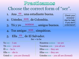 Spanish subjectpronounsandserpowerpoint | PPT